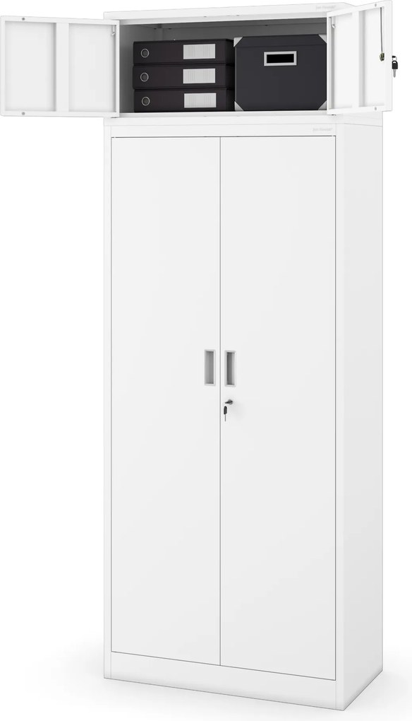 Kovová kancelářská skříň se 4 policemi, bílá, 1750x800x400 mm: JAN Compact