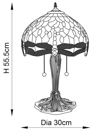 Endon 64090 - Stolní lampa Tiffany DRAGONFLY 2xE27/60W/230V pr. 30 cm