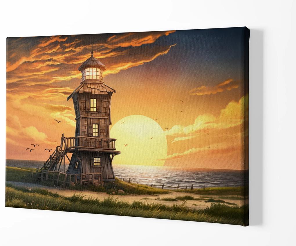 Obraz na plátně - Dřevěný maják Windy se chystá na poslední šichtu FeelHappy.cz Velikost obrazu: 40 x 30 cm
