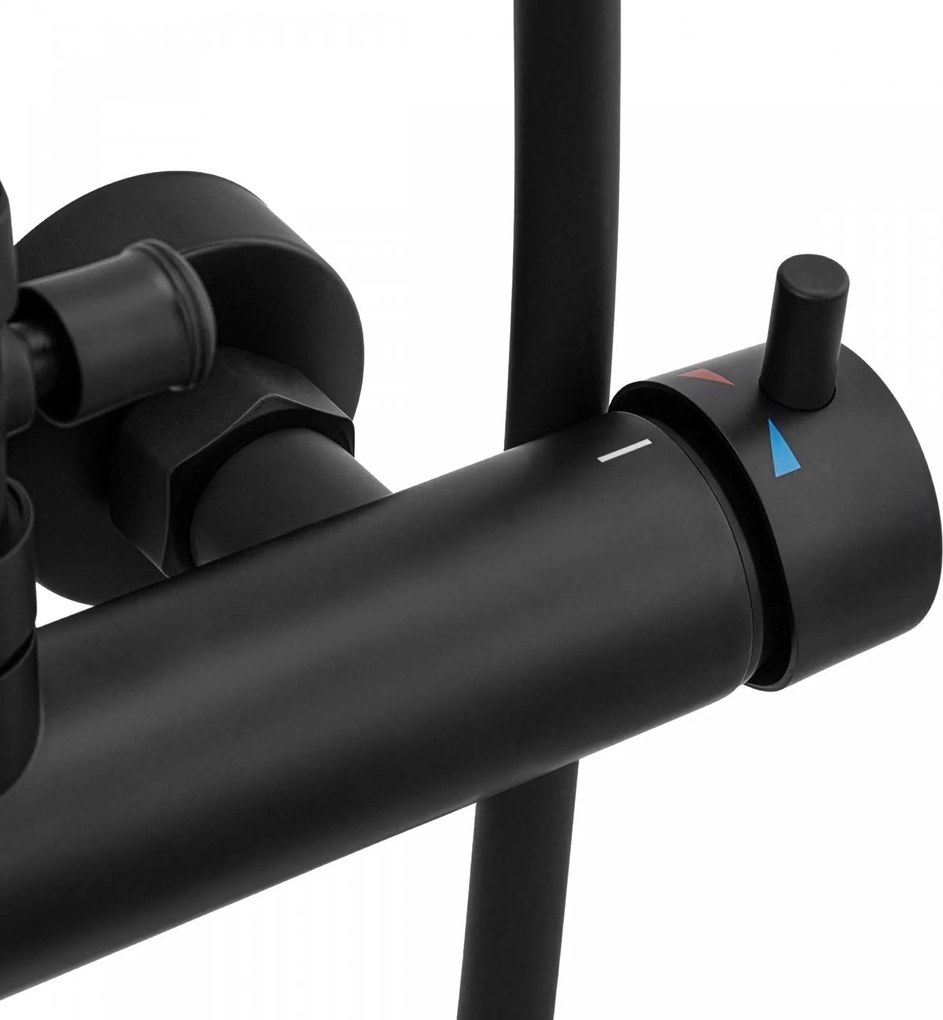 Erga Dubaj, sprchový set s baterií a hlavovou sprchou 23 cm, černá matná, ERG-YKA-BP.DUBAJ23-BLK