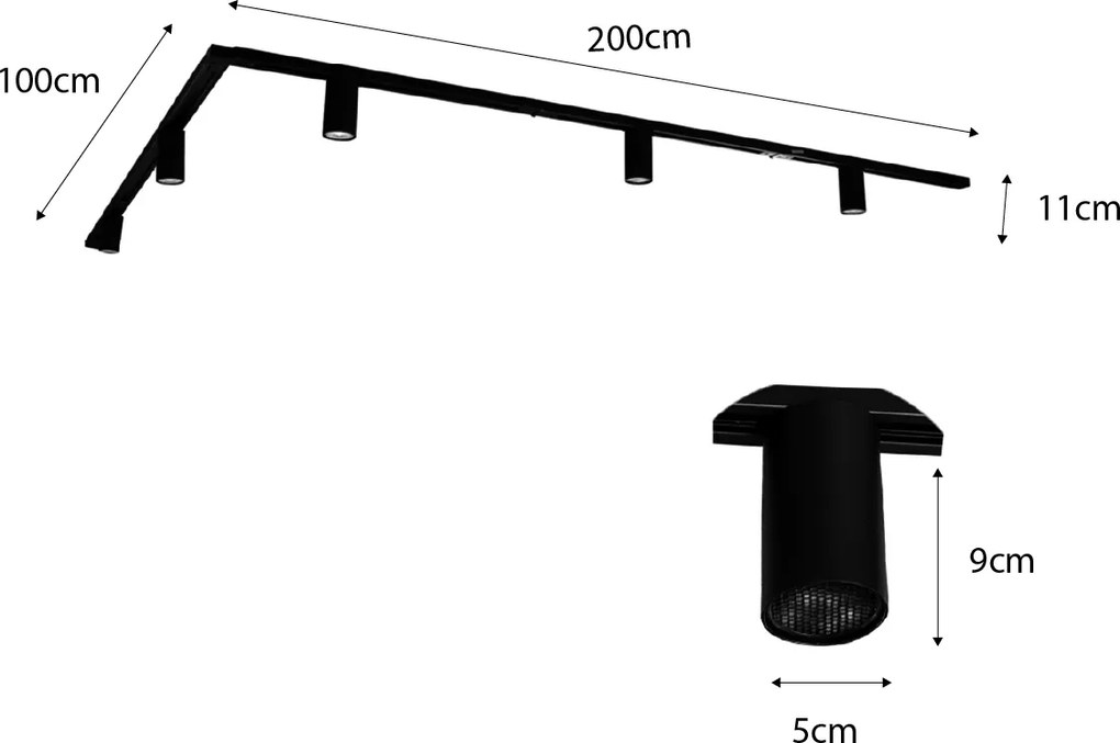 Moderní kolejnicový systém s 5 bodovými světly bílý 1-fázový GU10 35mm - Iconic Ruby