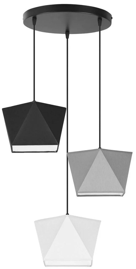 Závěsné svítidlo Diamond, 3x textilní stínítko (mix 6 barev), (výběr ze 3 barev konstrukce), o