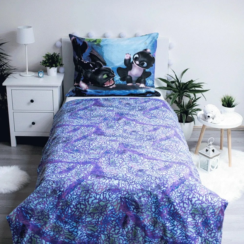 Modré bavlněné dětské povlečení na jednolůžko 140x200 cm How To Train Your Dragon – Jerry Fabrics