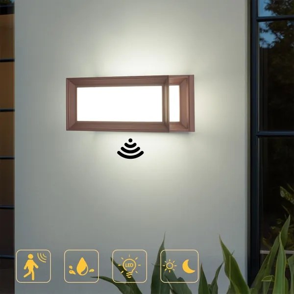 Brilagi - LED Venkovní nást. svítidlo se senzorem PARKER LED/12W/230V hnědá IP44