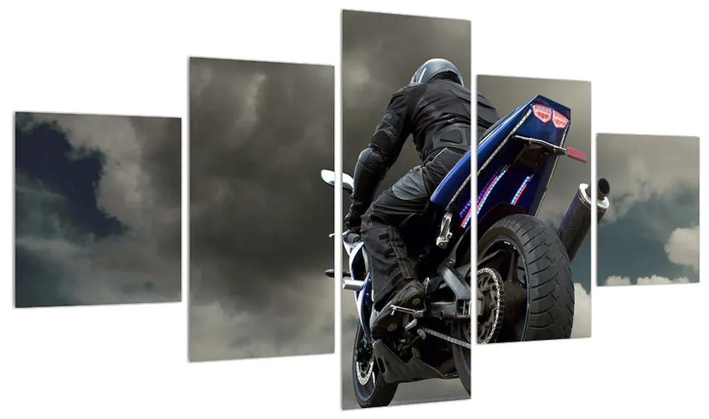 Obraz motorkáře na motorce (125x70 cm)