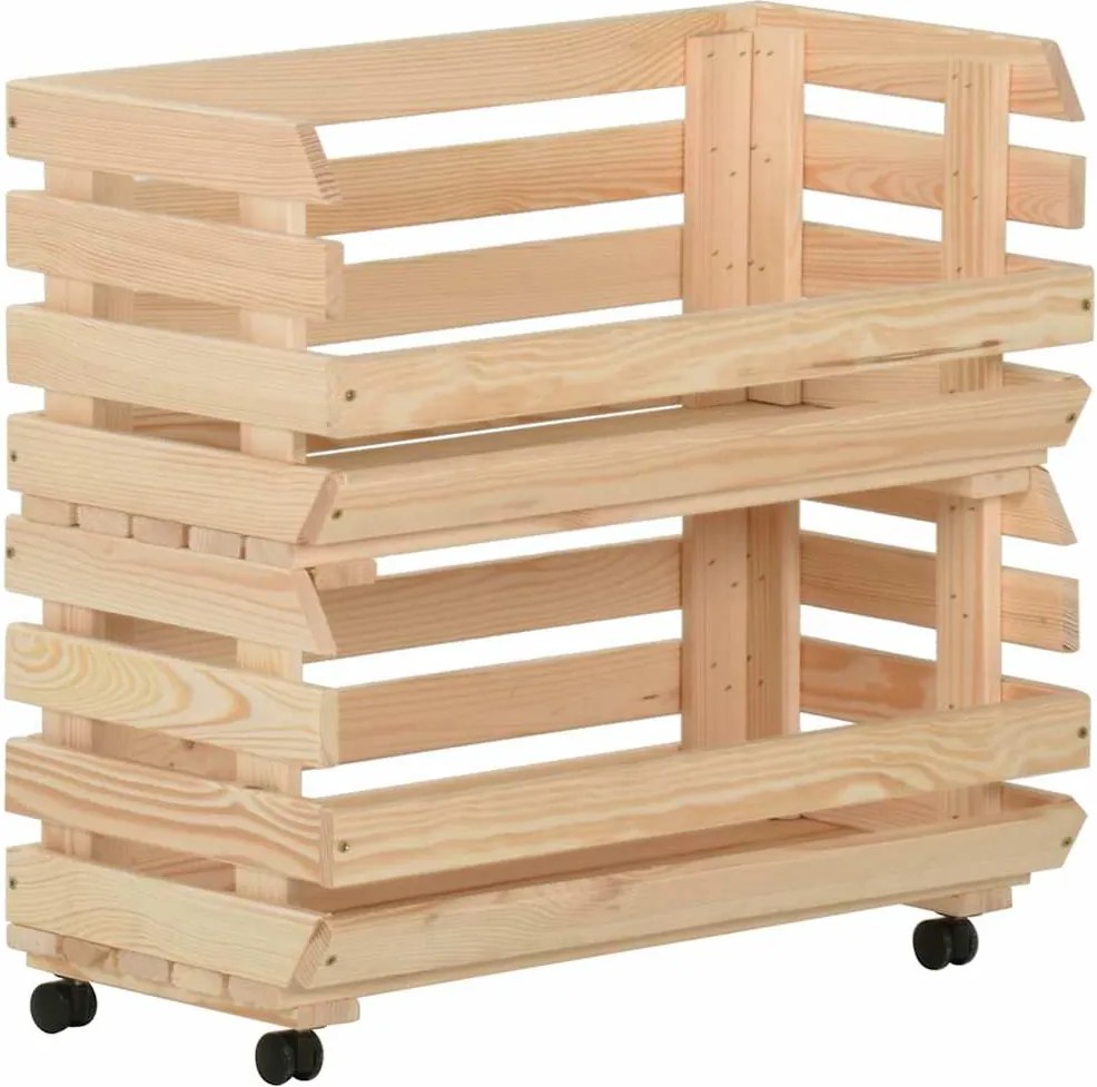 Vozík na zeleninu 57 x 30 x 80 cm masivní borové dřevo 327326