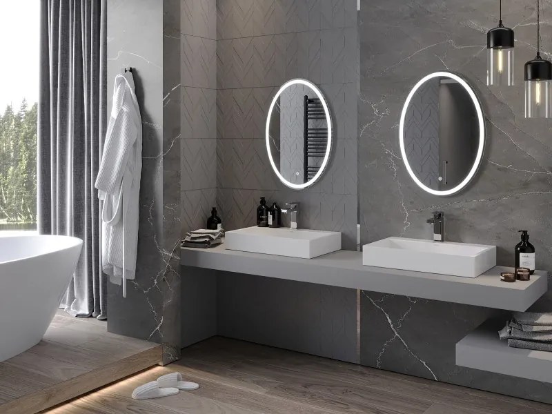 Mexen Elz osvětlené koupelnové zrcadlo 50 x 70 cm, LED 6000K, proti zamlžení - 9802-050-070-611-00