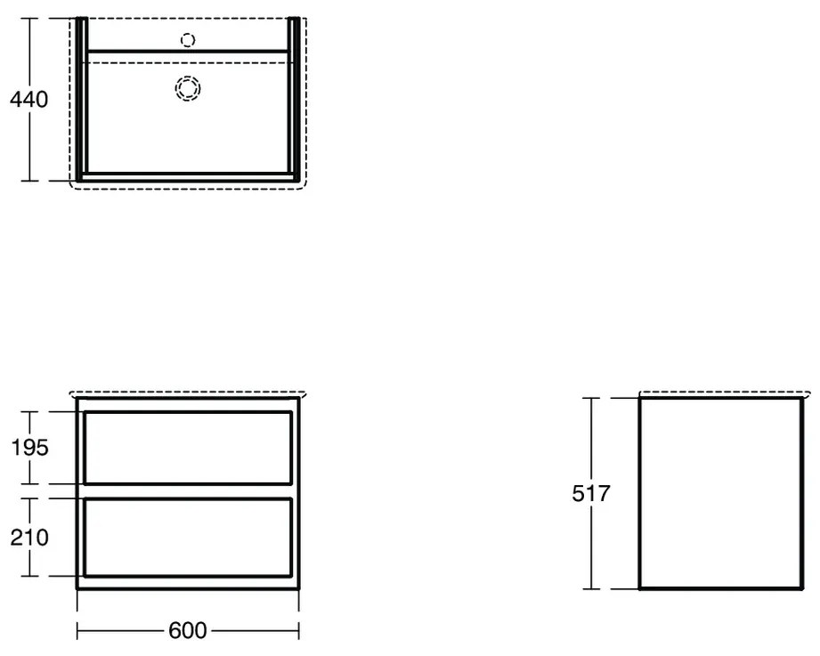 Ideal Standard Connect Air- Skříňka pod umyvadlo 60cm, 2 zásuvky, Dekor světlé dřevo + matný hnědý lak E0818UK