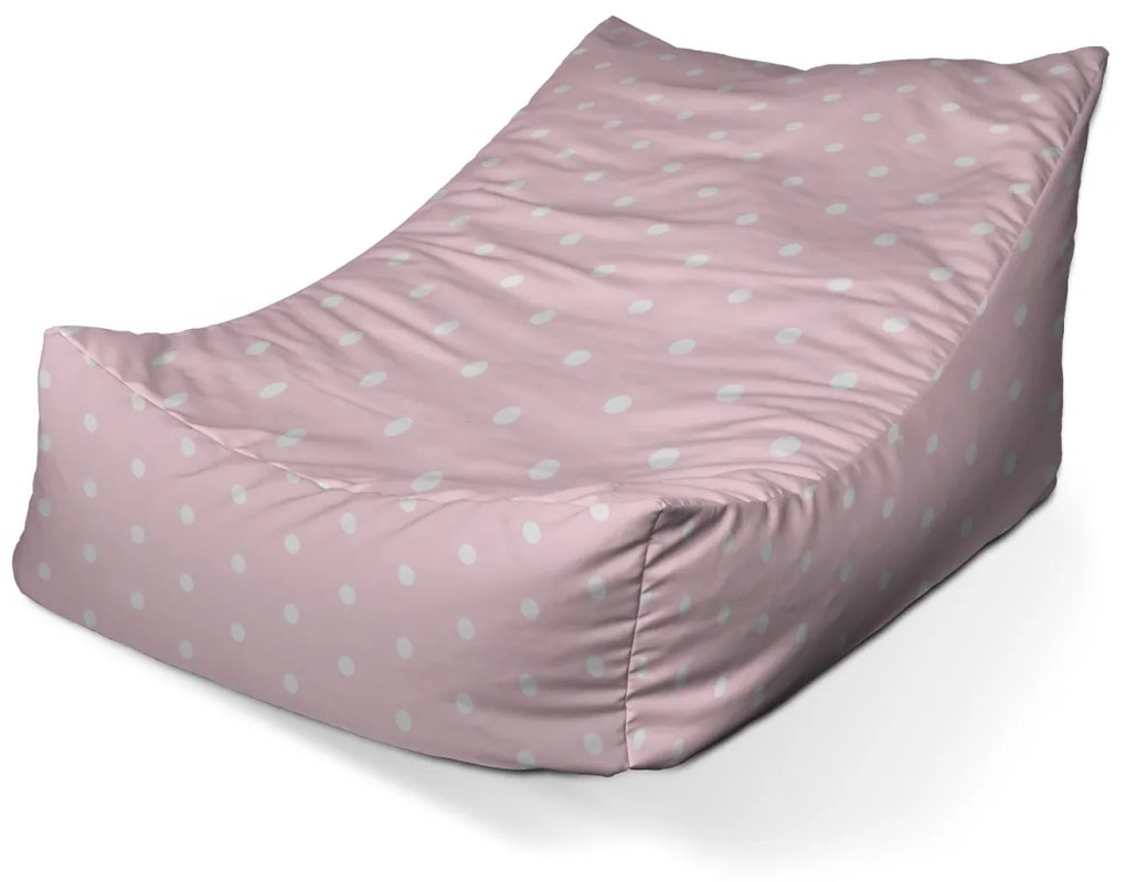 Sablio Sedací vak Lounge Bílé puntíky na růžové - 120 x 100 x 80 cm