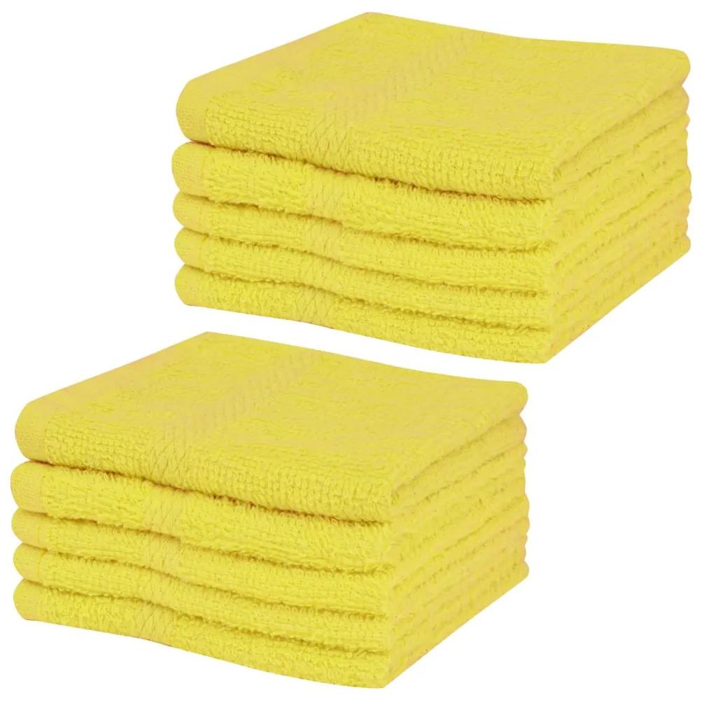 132121 vidaXL Sada ručníků pro hosty 10 ks bavlna 360 g/m² 30 x 30 cm žlutá