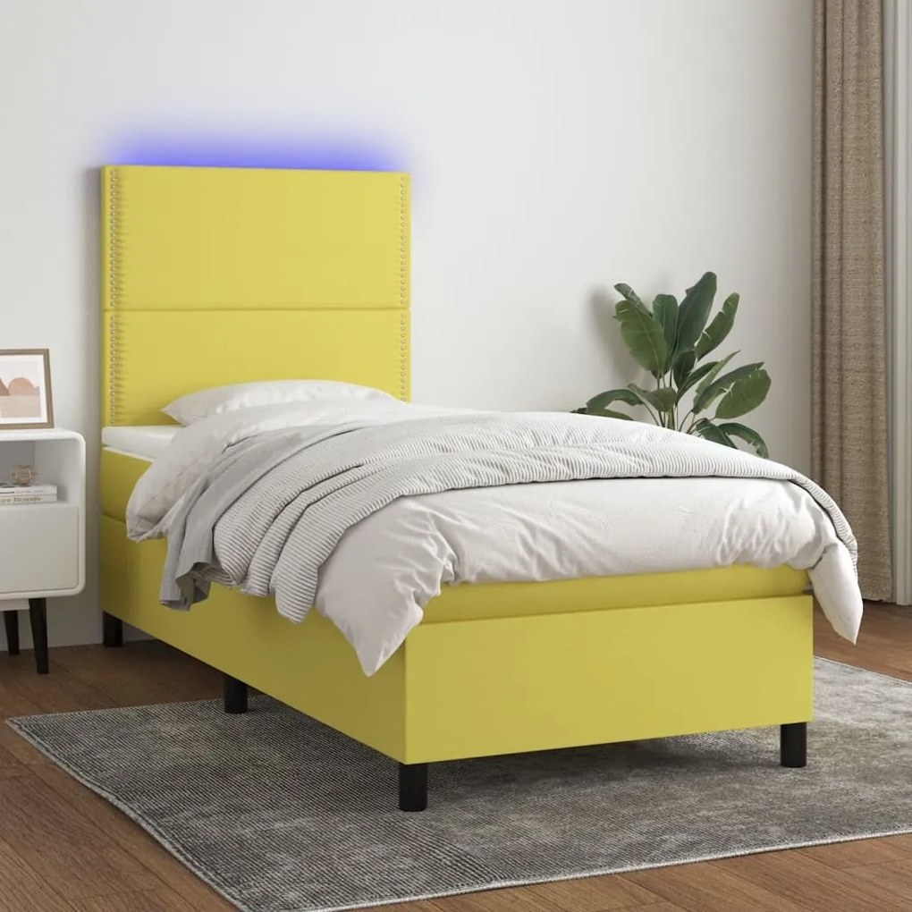 vidaXL Box spring postel s matrací a LED 80 x 200 cm textil [3134751] Barva: krémová