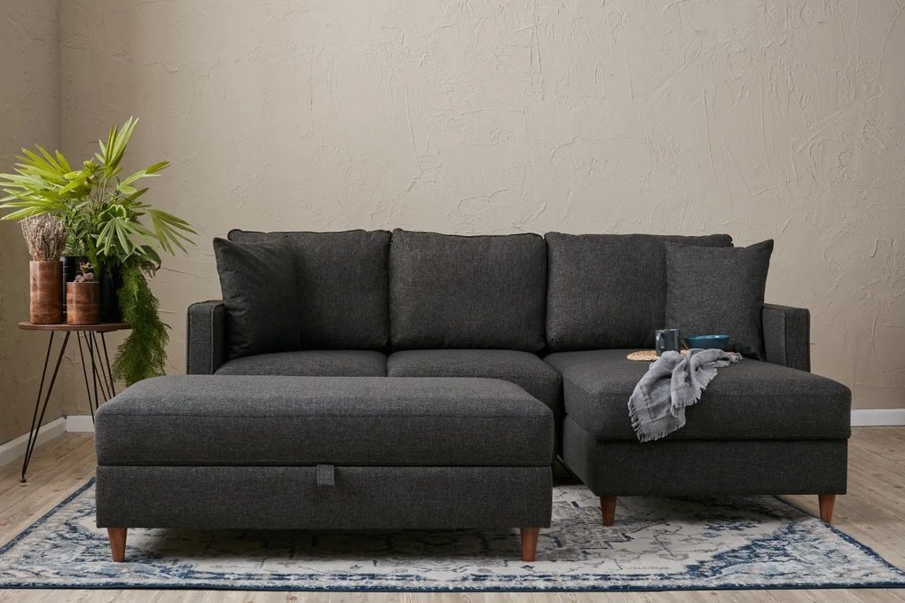 Hanah Home Rohová pohovka EVA antracitová pravá