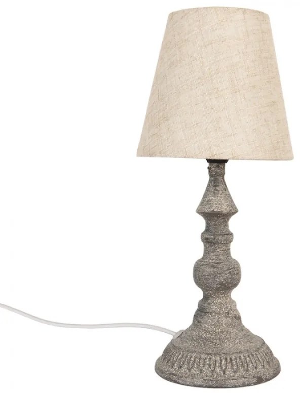 Šedá lampa s béžovým stínidlem – 14x32 cm