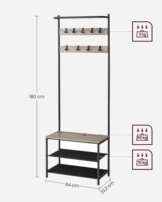 Stojan na kabáty s botníkem HSR411B02