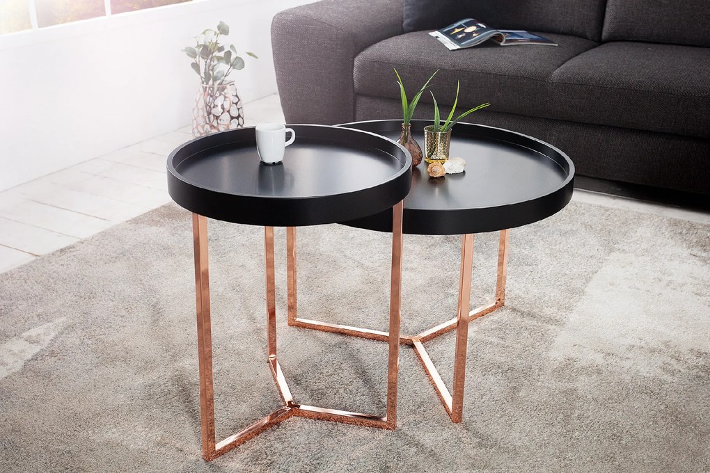 Noble Home Konferenční stolek Vedul, 60 cm, černá/měď
