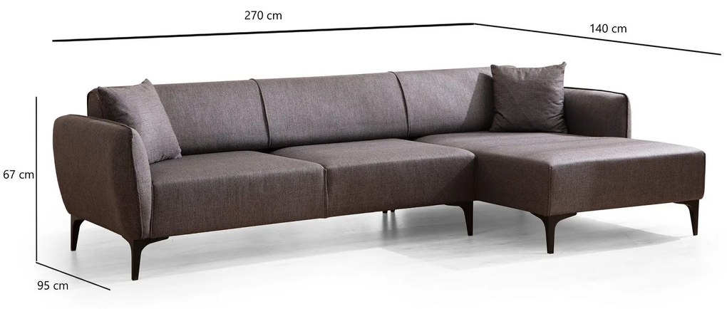 Designová rohová sedačka Beasley 270 cm tmavě šedá - pravá