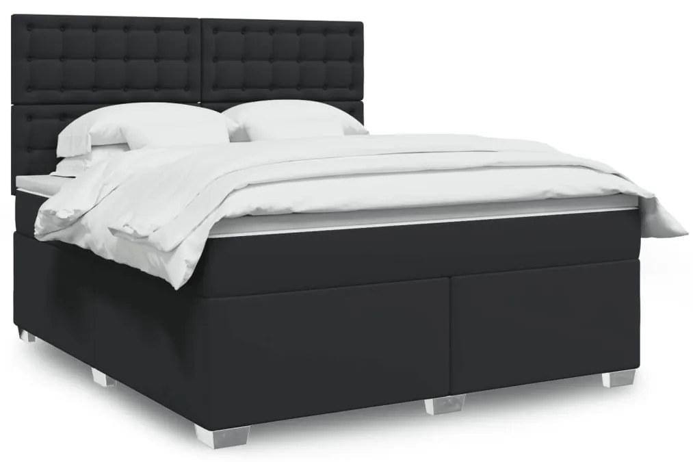 Box spring postel s matrací černá 180x200 cm umělá kůže 3290732