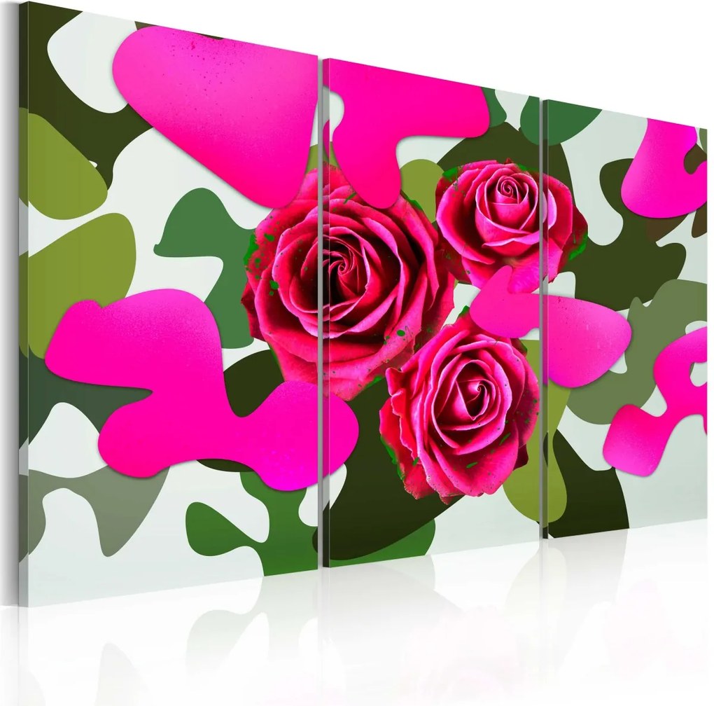 Obraz - Neon roses - triptych - 60x40