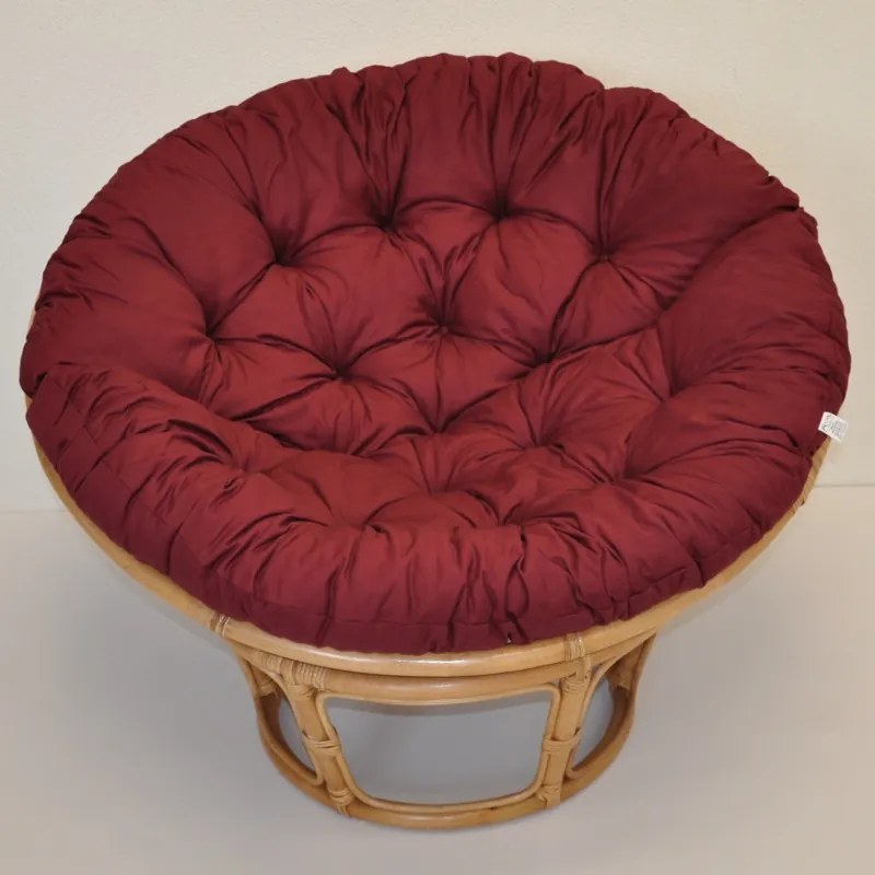 Relaxační papasan DEMETRIA — ⌀100 cm, ratan, látka, medová / více barev Malinový melír