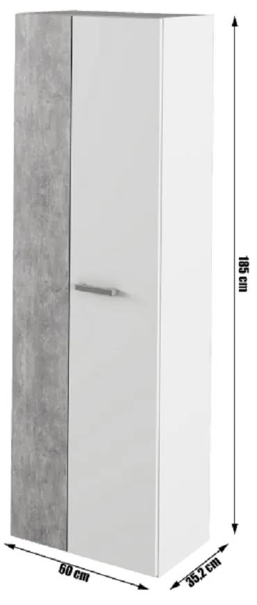 Šatní skříň Simmo (bílá + beton). 1015700