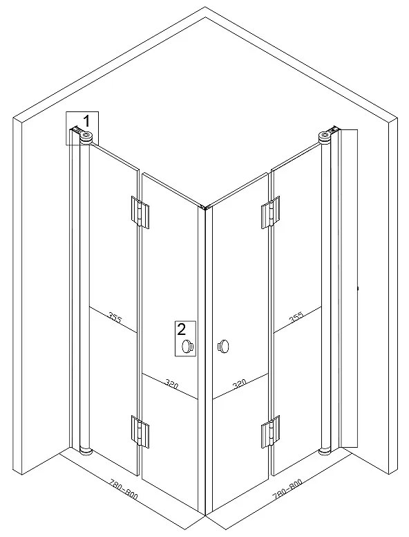 BPS-koupelny Čtvercový sprchový kout HYD-SK05 80x80 černá/transparent