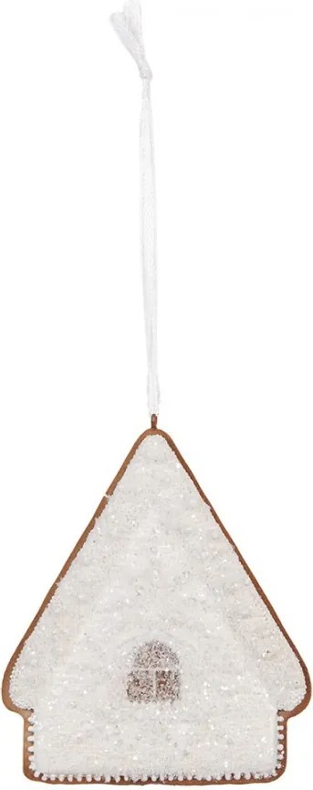 Závěsná dekorace zasněžená perníková chaloupka Frosted Ginger - 9*1*10 cm