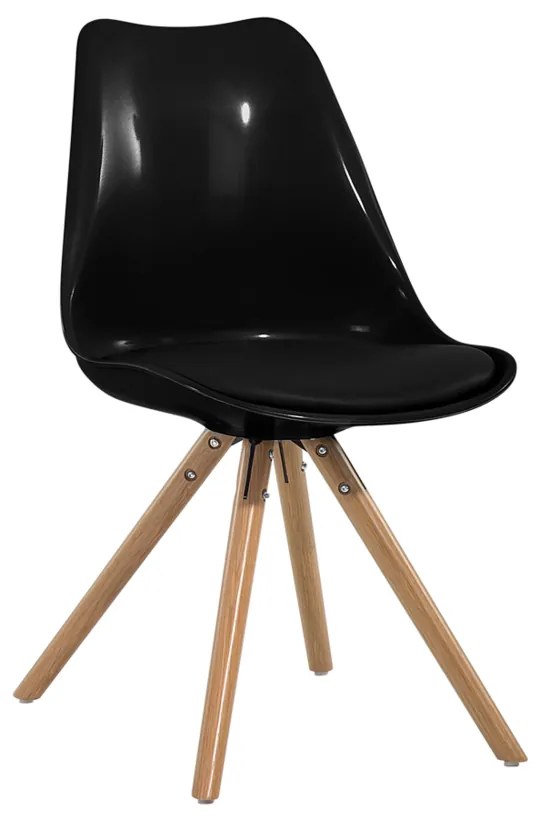 Černá jídelní židle s koženým sedákem - DAKOTA