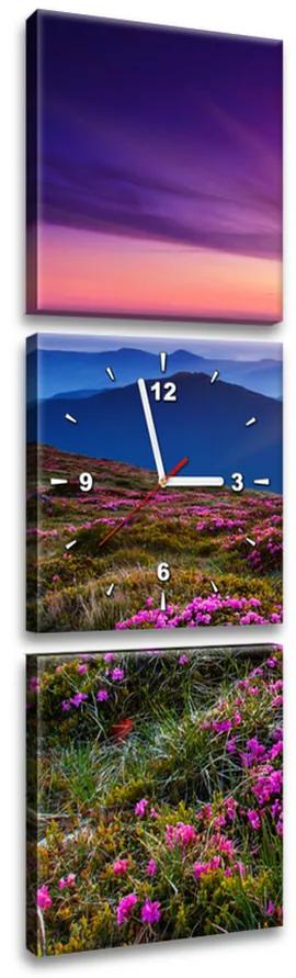Gario Obraz s hodinami Horská louka - 3 dílný Rozměry: 90 x 30 cm