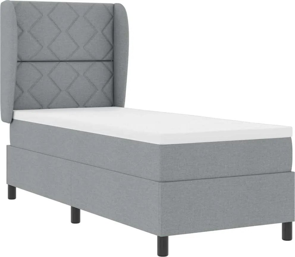 Postel s boxspringem s čelo Světle šedá 80 x 200 cm textil 3340592