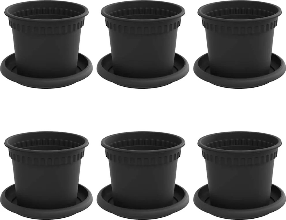 Květináče 6 ks Černá Plast 3403258