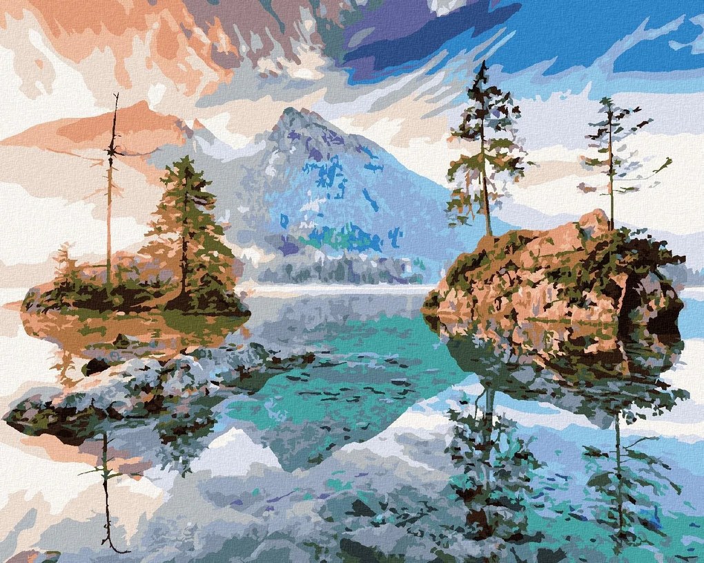 zuty zuty - malování podle čísel - jezero hintersee v německu, 40x50 cm, plátno+rám