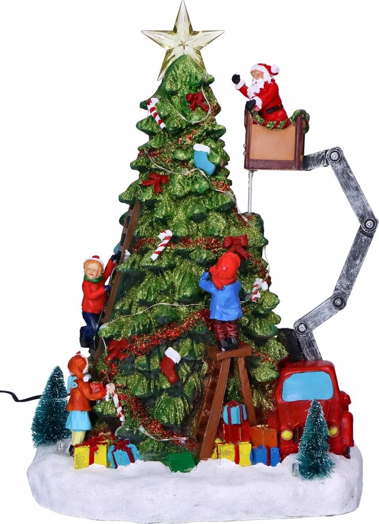 Led vánoční městečko zdobení vánočního stromku, vánoční vesnička