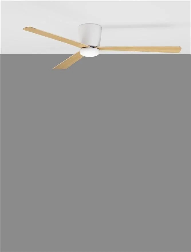 NV 9952335 Stropní ventilátor DELL tělo z hliníku dřevo a matná bílá 3ABS dřevěné listy - NOVA LUCE