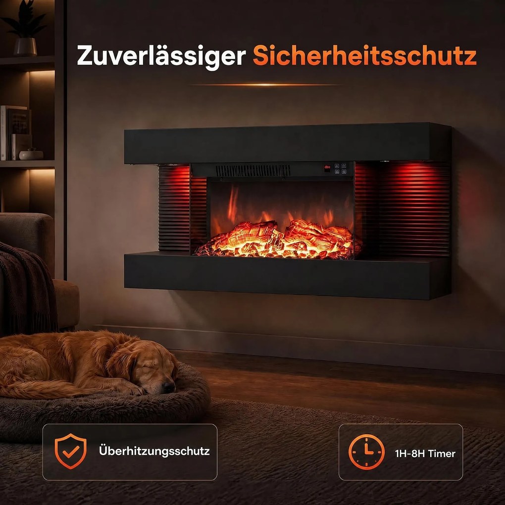 Costway Třístranný elektrický krb 81 cm s LED, černý