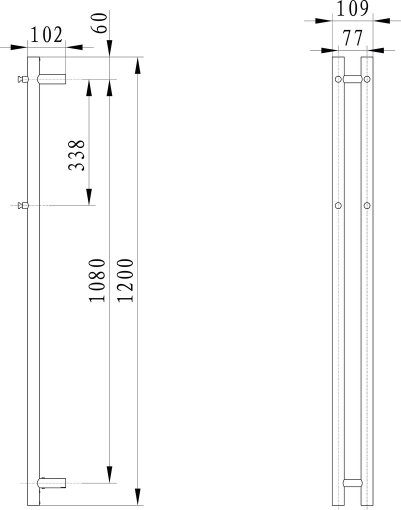 Sapho Sapho, PAPINADO elektrický sušák ručníků, 109x1200mm, 40W, černá mat, ER340