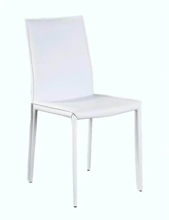 INV Jídelní židle Como, bílá regenerovaná kůže