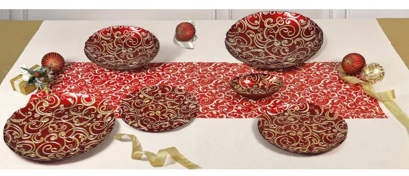Skleněný talíř 31 cm červený Filo D´Oro Rosso BRANDANI