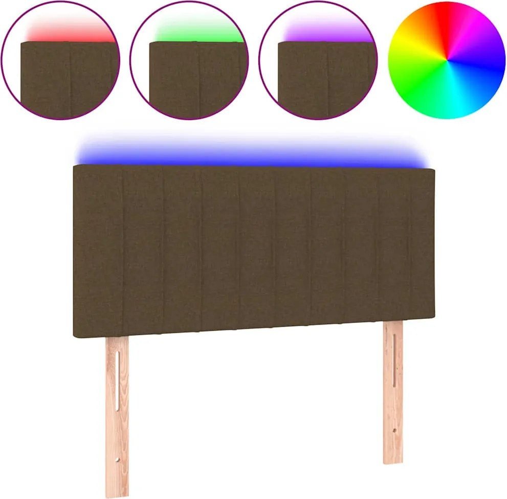 Čelo postele s LED tmavě hnědé 80 x 5 x 78/88 cm textil 3121827