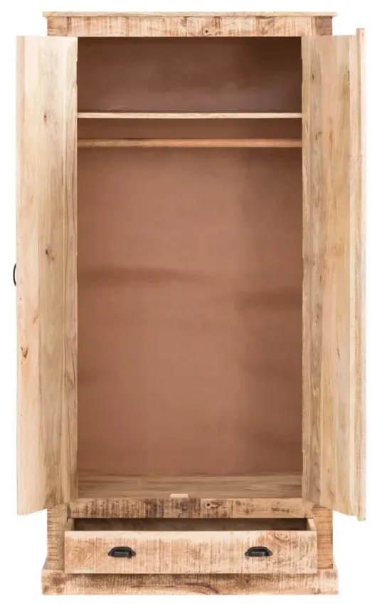furniture-nabytek.cz - Masivní šatní skříň Carino z mangového dřeva, lakovaná, přírodní barva – 90×60×180 cm