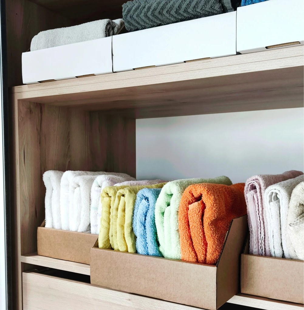 KARTON PAK Úložné boxy na oblečení, organizéry do skříně BÍLÝ KARTON 30x54cm