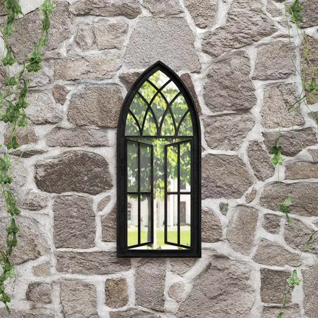 Zahradní zrcadlo černé 70 x 30 cm železo pro použití venku 318364