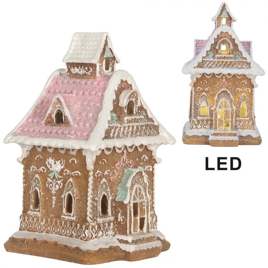Perníkový LED domek kostel Gingerbread Cotti - 9*10*15 cm