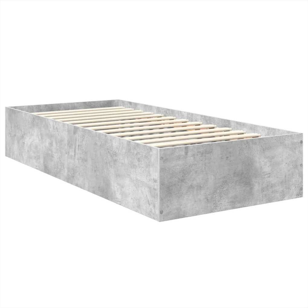 Rám postele s čelo Betonově šedá 100 x 200 cm Kompozitní dřevo 3408700