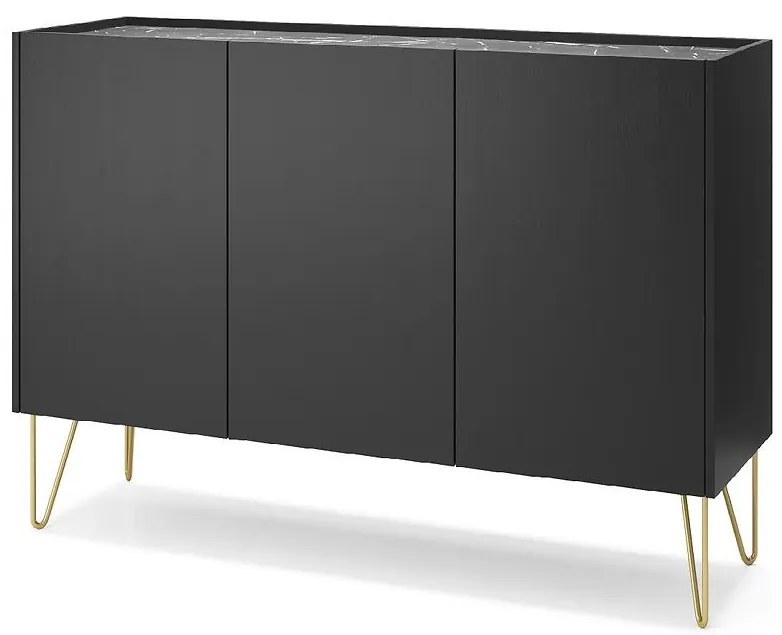 Komoda Harmony K144 černá grafit/marmur black