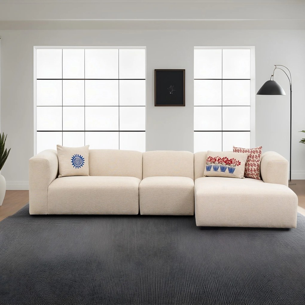 Hanah Home Rohová pohovka LINDEN pravá krémová