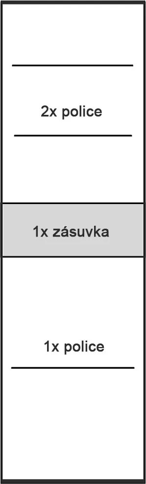 MEDIOLAN | vitrína M4 s policemi a zásuvkou | 49,5 cm | natural hikora