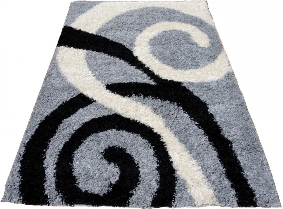 Kusový koberec Shaggy vlas 50 mm Spiral šedý, Velikosti 120x170cm