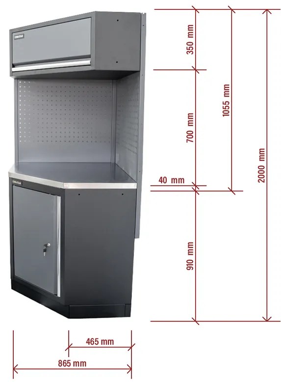 AKČNÍ SET Dílenské skříňky MB-TGC1300B a MB-WGB1334 s nerezovou pracovní deskou MB-TGW34S