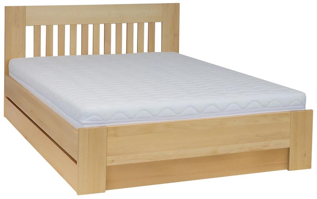 Drewmax LK186 BOX 100x200 cm dřevěná postel masiv buk jednolůžko