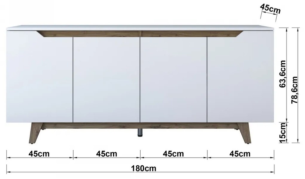 Komoda Itrin 180 cm bílá